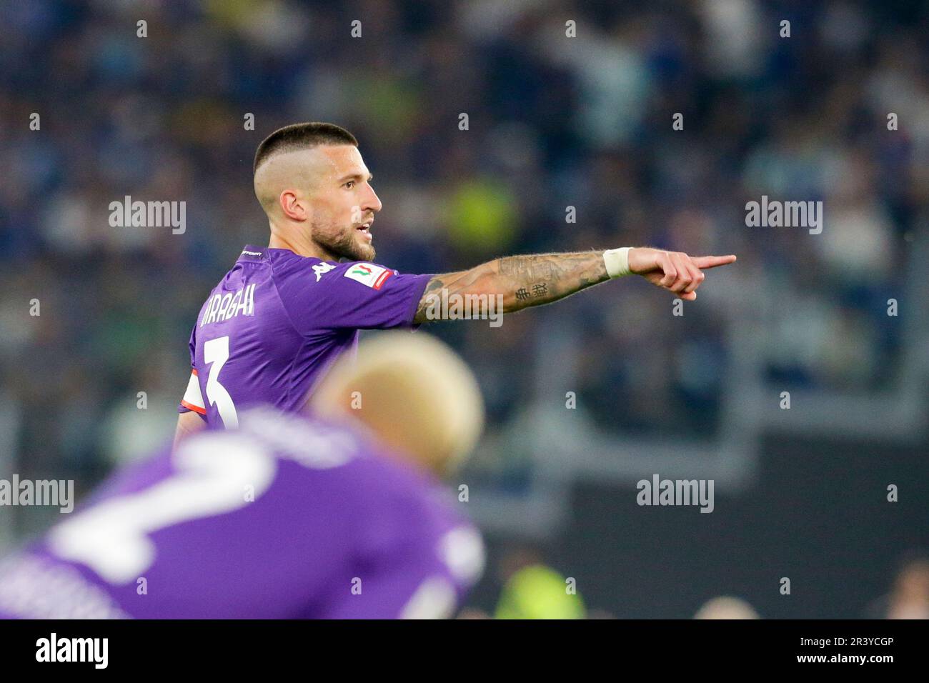 Fiorentina's Italian defender Cristiano Biraghi gesticulate during ...