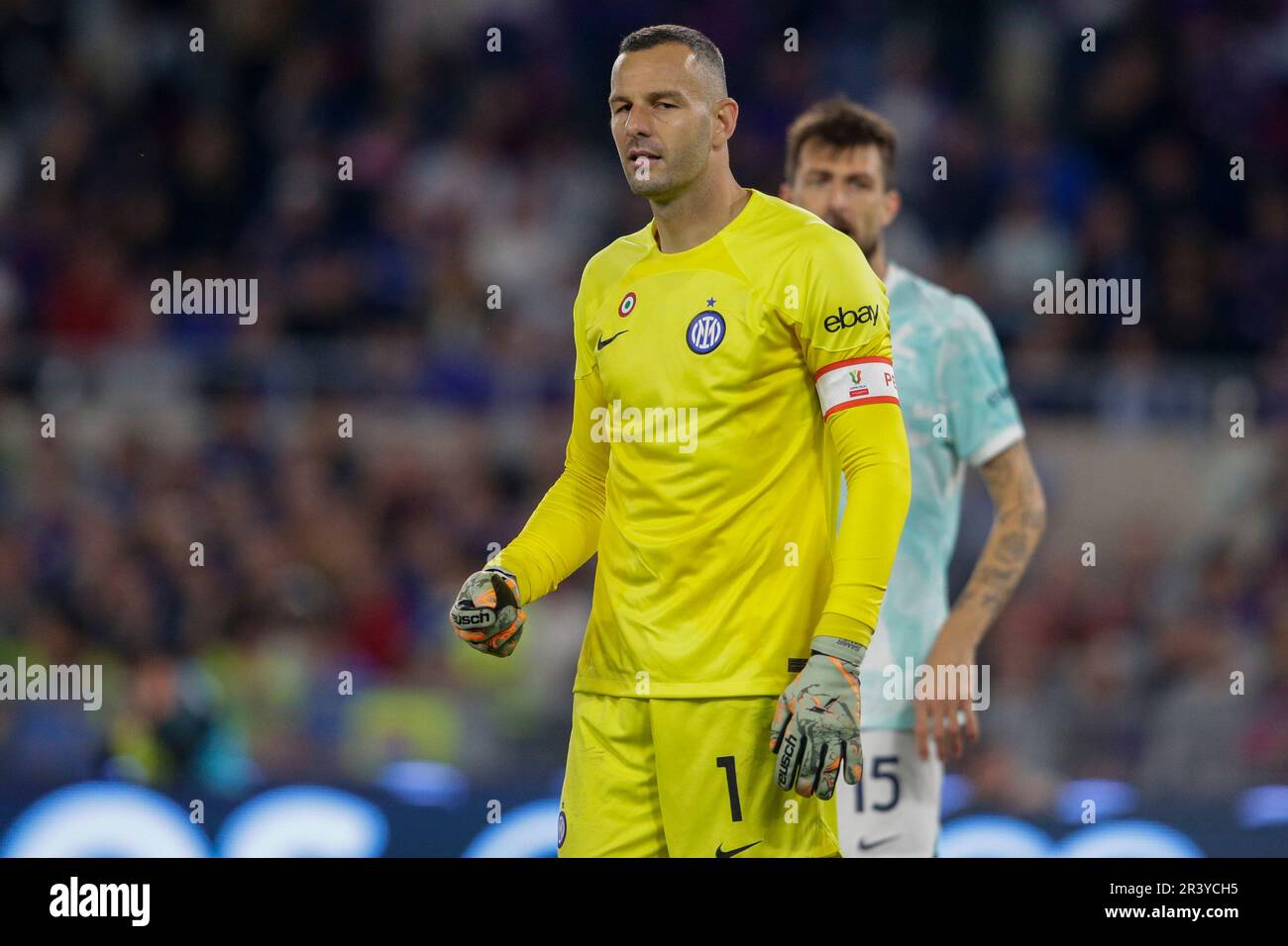 Inter's Slovenian goalkeeper Samir Handanovic looks during Italian Cup ...