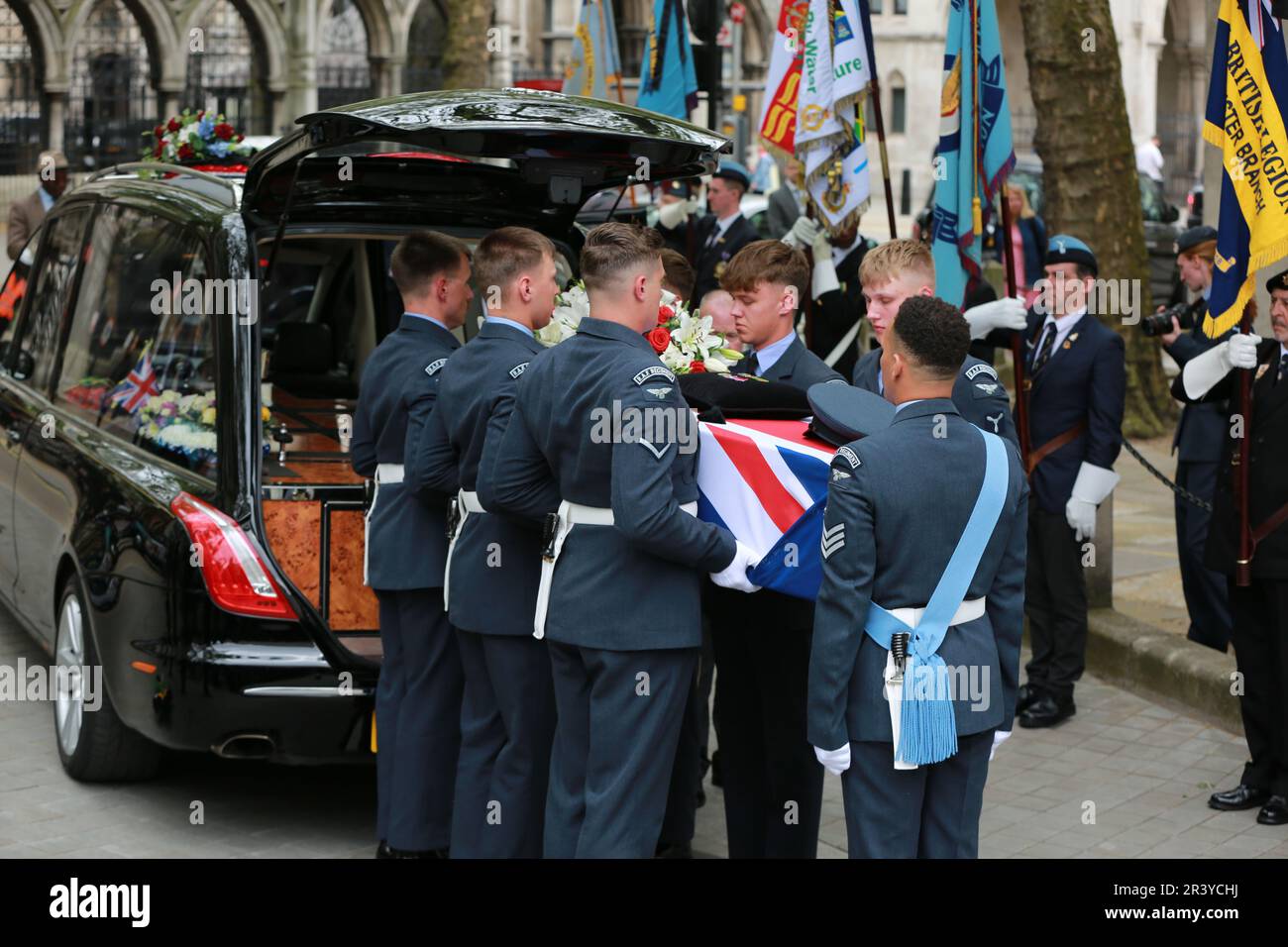 London, UK. 25 May 2023. The funeral of Flight Sergeant Peter Brown ...