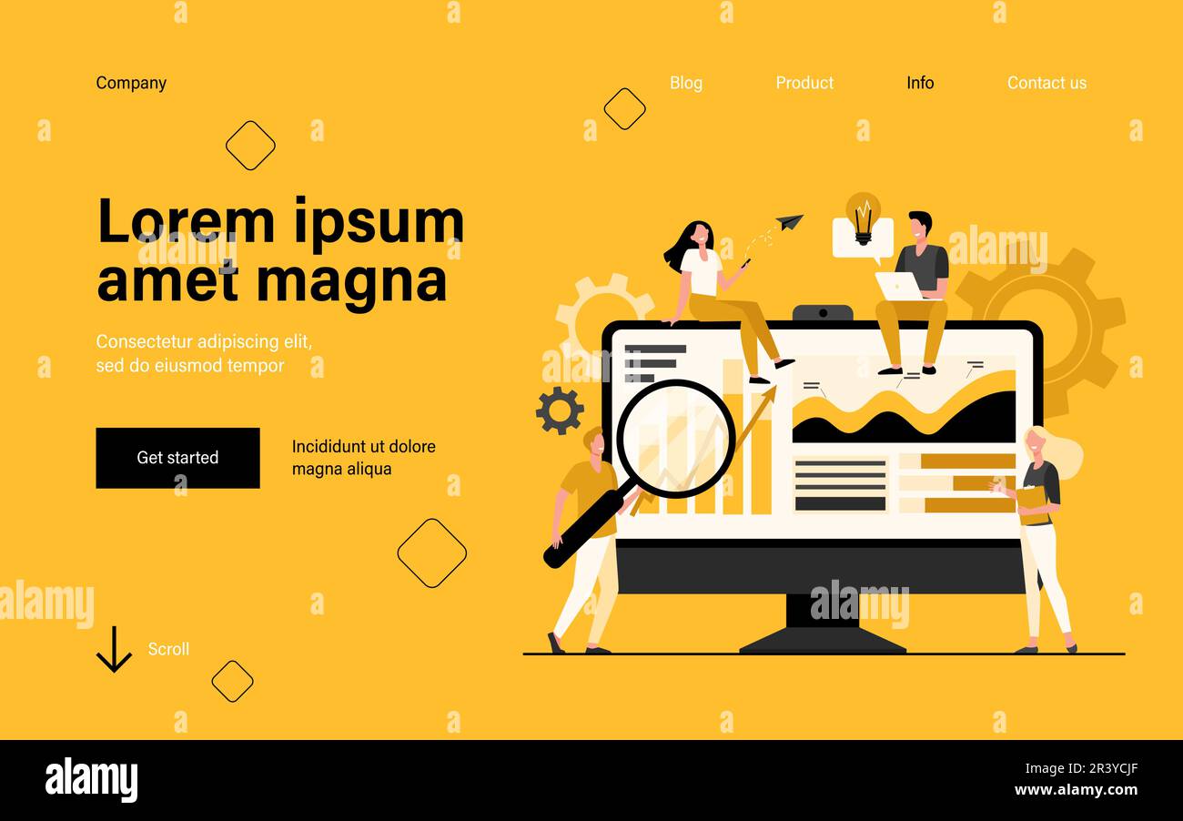 Tiny analysts working with data on dashboard Stock Vector Image & Art ...