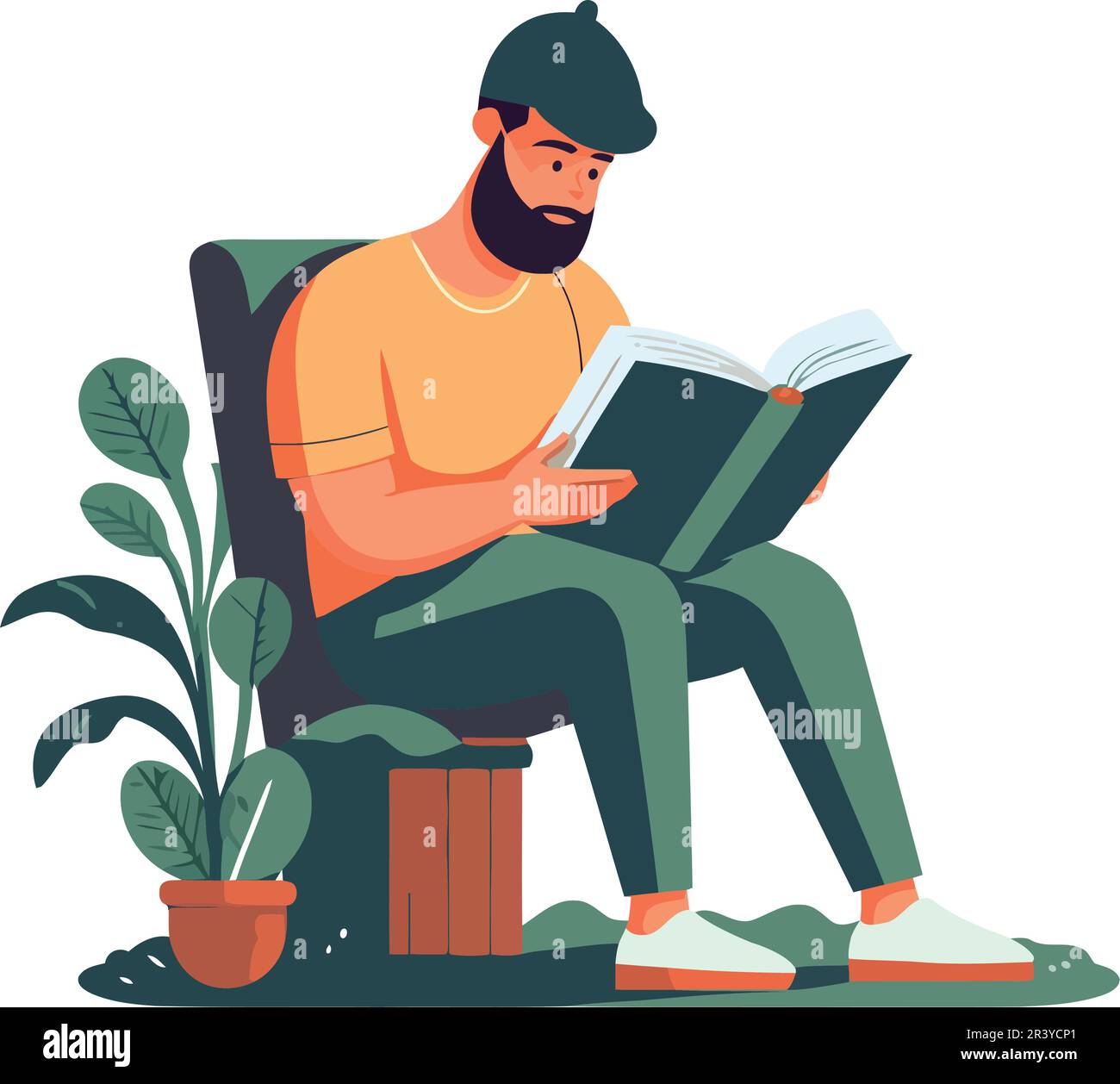 One man sitting reading book Stock Vector Images - Alamy