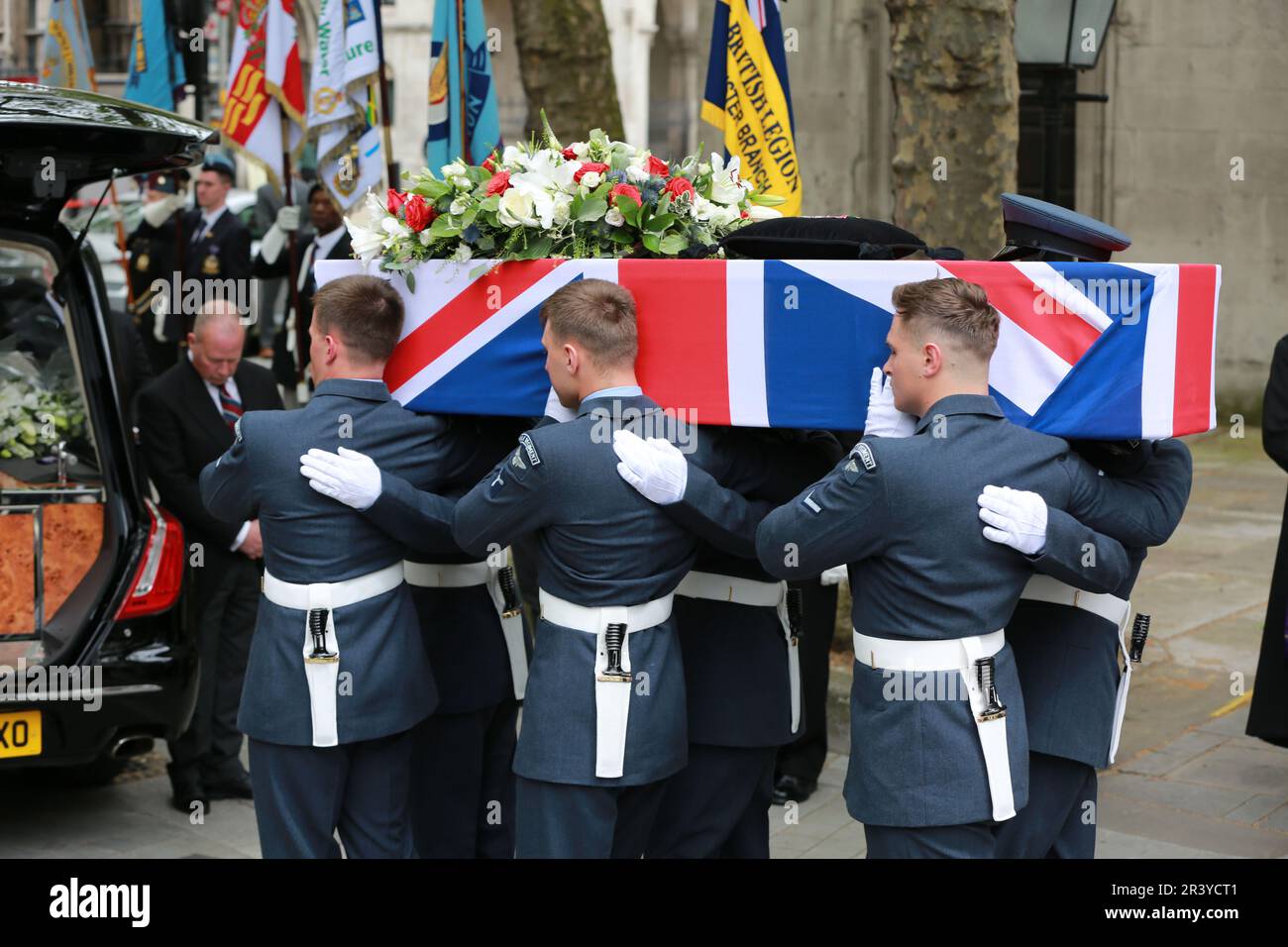 London, UK. 25 May 2023. The funeral of Flight Sergeant Peter Brown ...