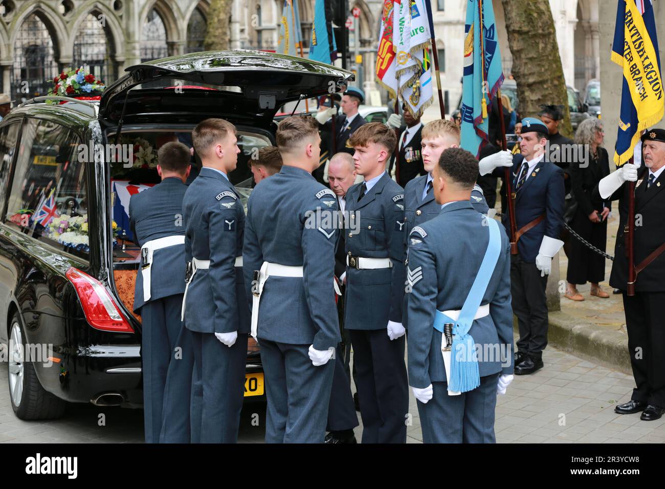 London, UK. 25 May 2023. The funeral of Flight Sergeant Peter Brown ...