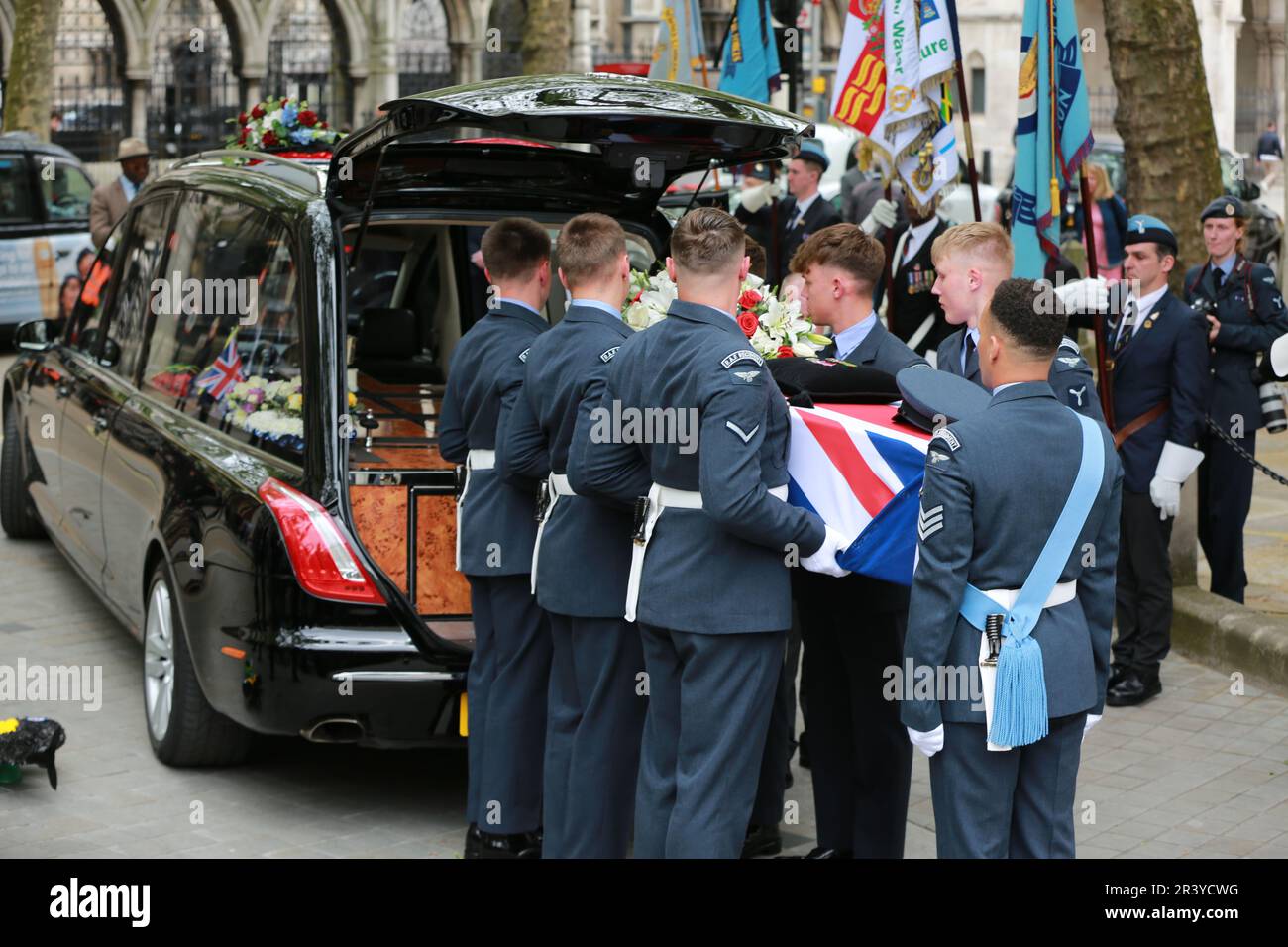 London, UK. 25 May 2023. The funeral of Flight Sergeant Peter Brown ...