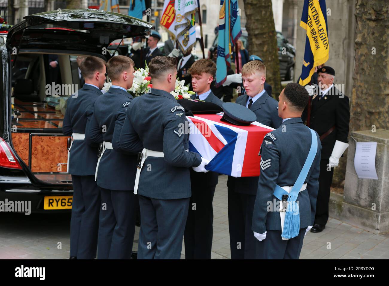 London, UK. 25 May 2023. The funeral of Flight Sergeant Peter Brown ...