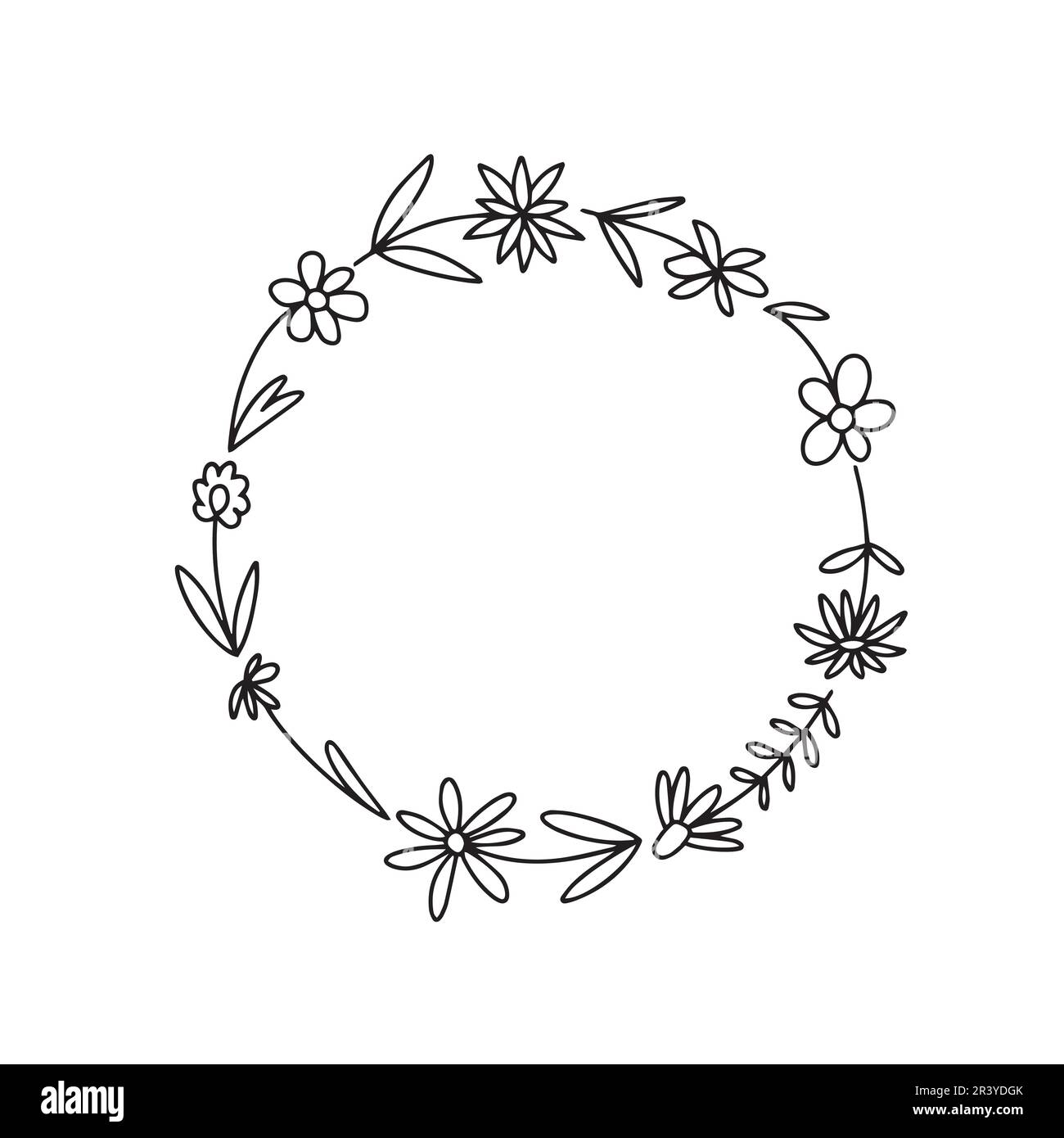 Vector wreath with doodle flowers Stock Vector Image & Art - Alamy