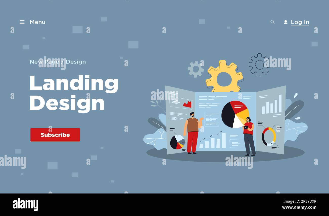 Cartoon tiny analysts and giant research dashboard with data Stock Vector Image & Art - Alamy