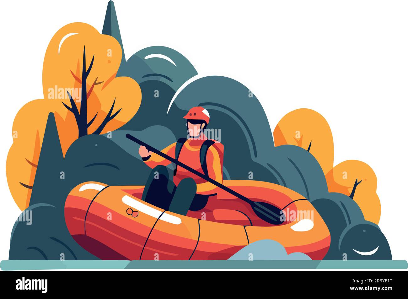 Man canoe landscape Stock Vector Images - Alamy