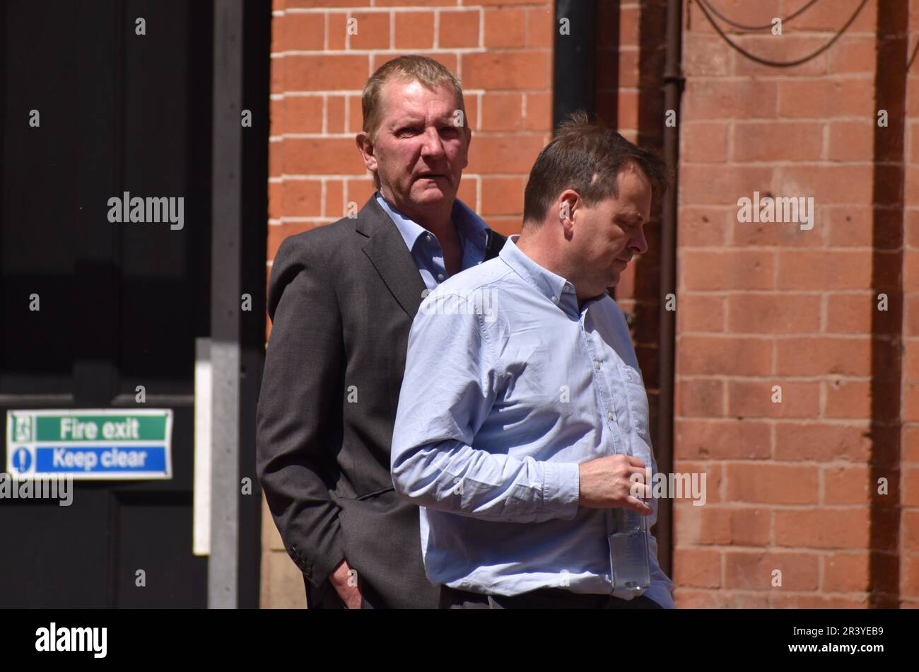 Train driver Ian Pickering (left) arriving at Birmingham Crown Court ...