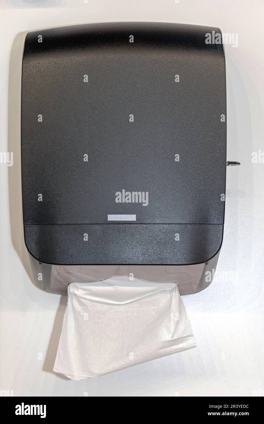 Wall Mounted Black Plastic Box Hand Paper Towel Dispenser Stock Photo ...