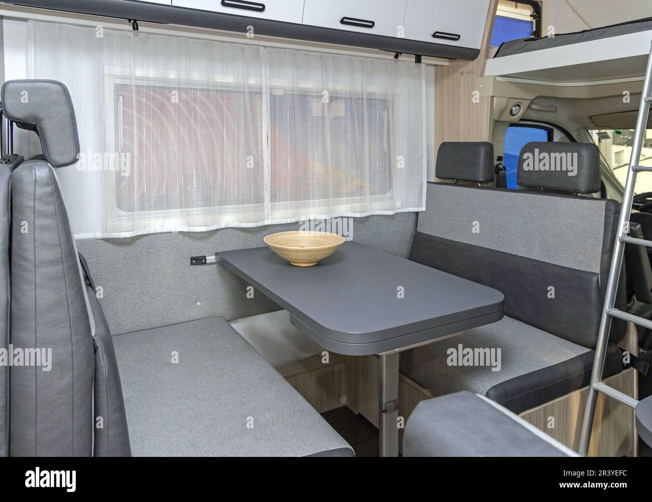 Seating Area for Four in Camper Recreational Vehicle Grey Interior ...