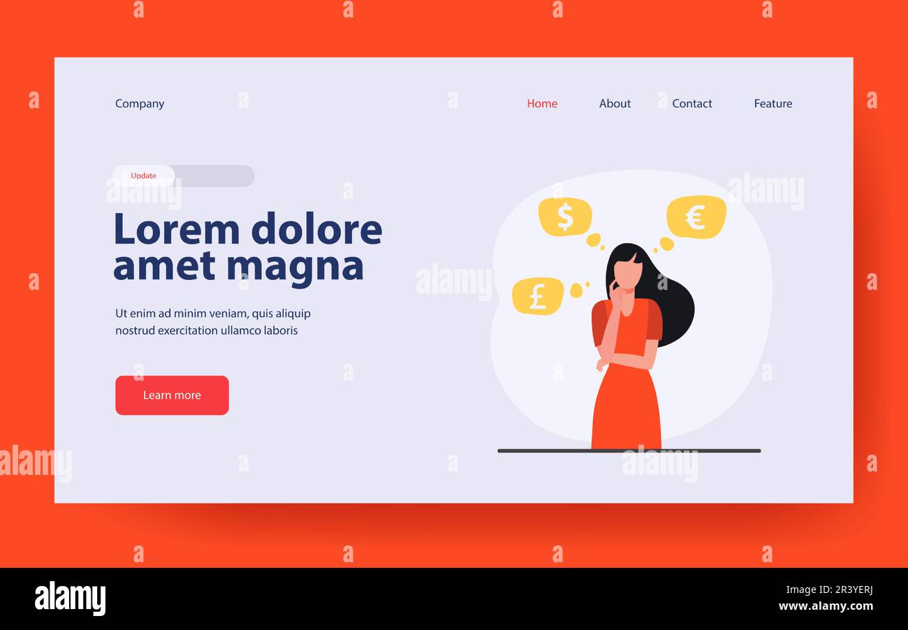 Woman thinking currency rate hi-res stock photography and images - Alamy