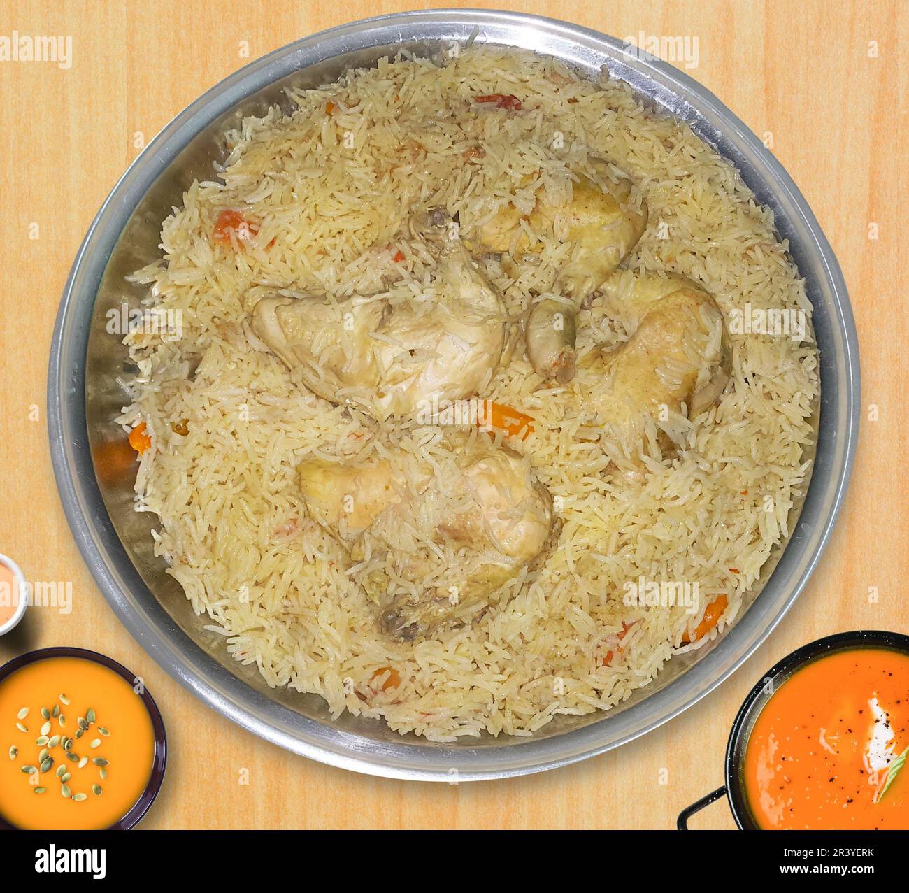 Madghout is a dish consisting of rice, chicken or meat, cooked using ...