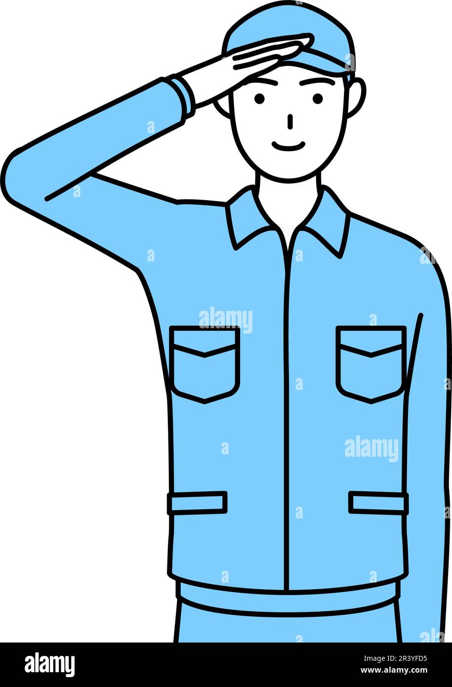 Man in hat and work clothes making a salute, Vector Illustration Stock ...