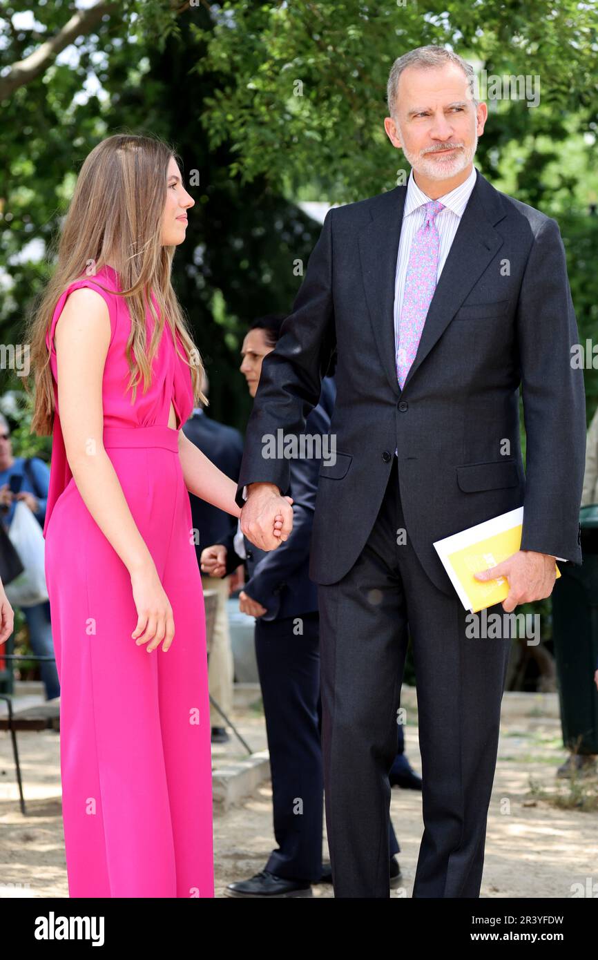 The Infanta Sofia and King Felipe at the exit of the parish of the ...