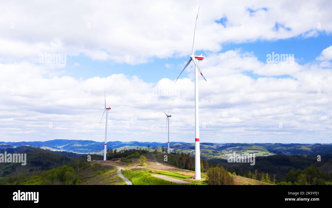 a modern wind turbine park in the nature Stock Photo - Alamy