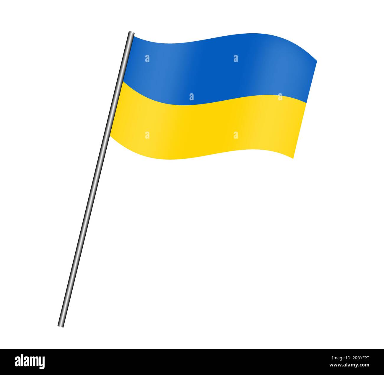 Realistic flag of Ukraine. Vector flag on a stick. Flag of Ukraine on a ...