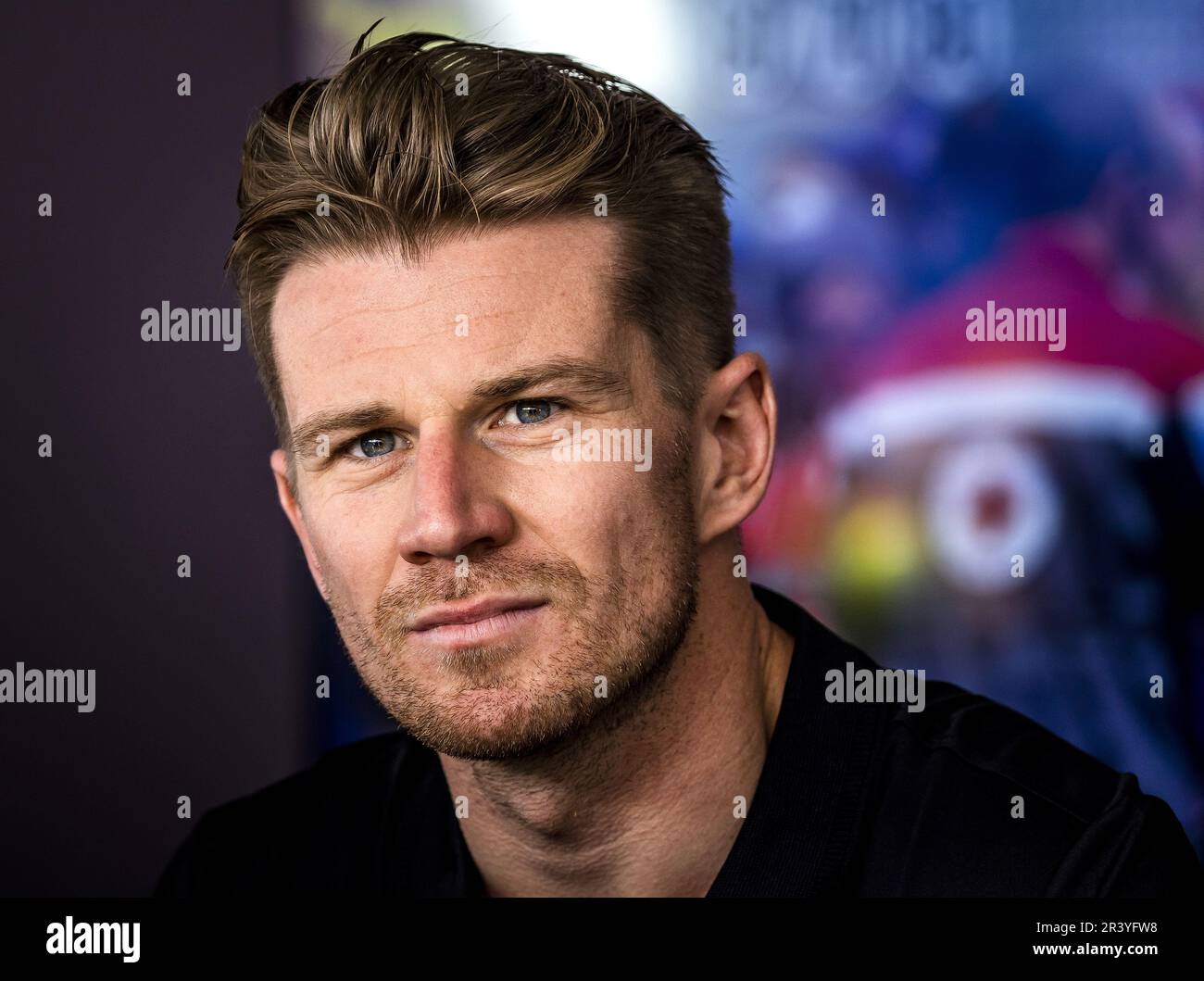MONACO - Nico Hulkenberg (Haas F1 Team) talks to journalists in the ...