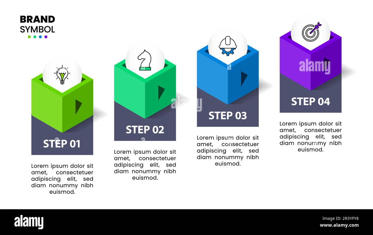Infographic template with icons and 4 options or steps. Cubes. Can be ...