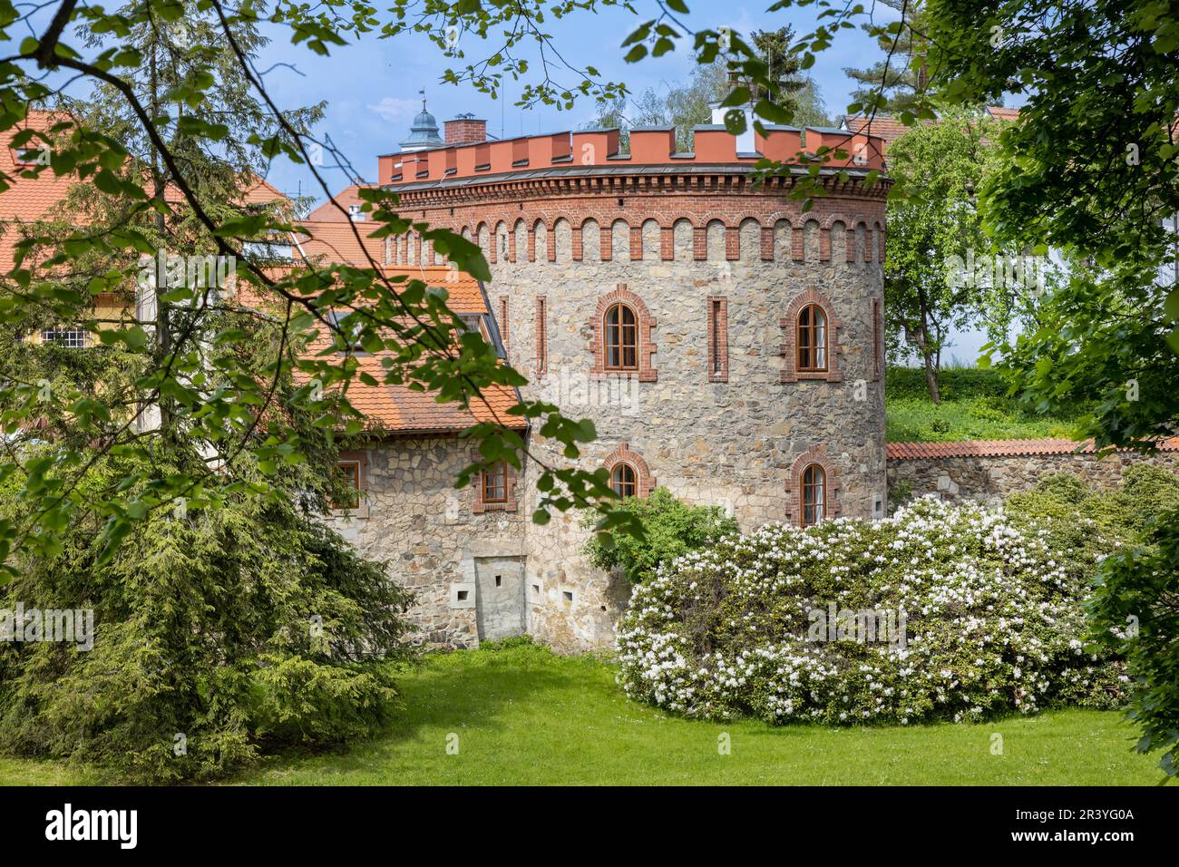Stara a Nova Katovna z 1525, stredoveke mestske hradby, Trebon, Ceska ...