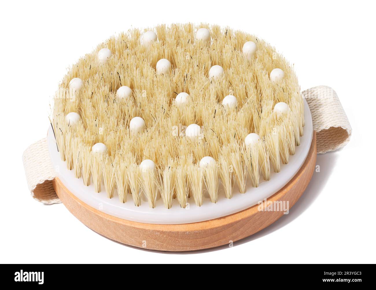 Wooden round body massage brush on white isolated background Stock ...