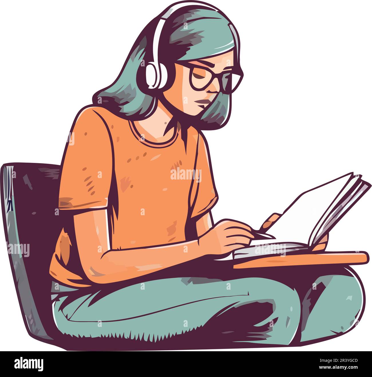 One person sitting, reading a book happily Stock Vector Image & Art - Alamy