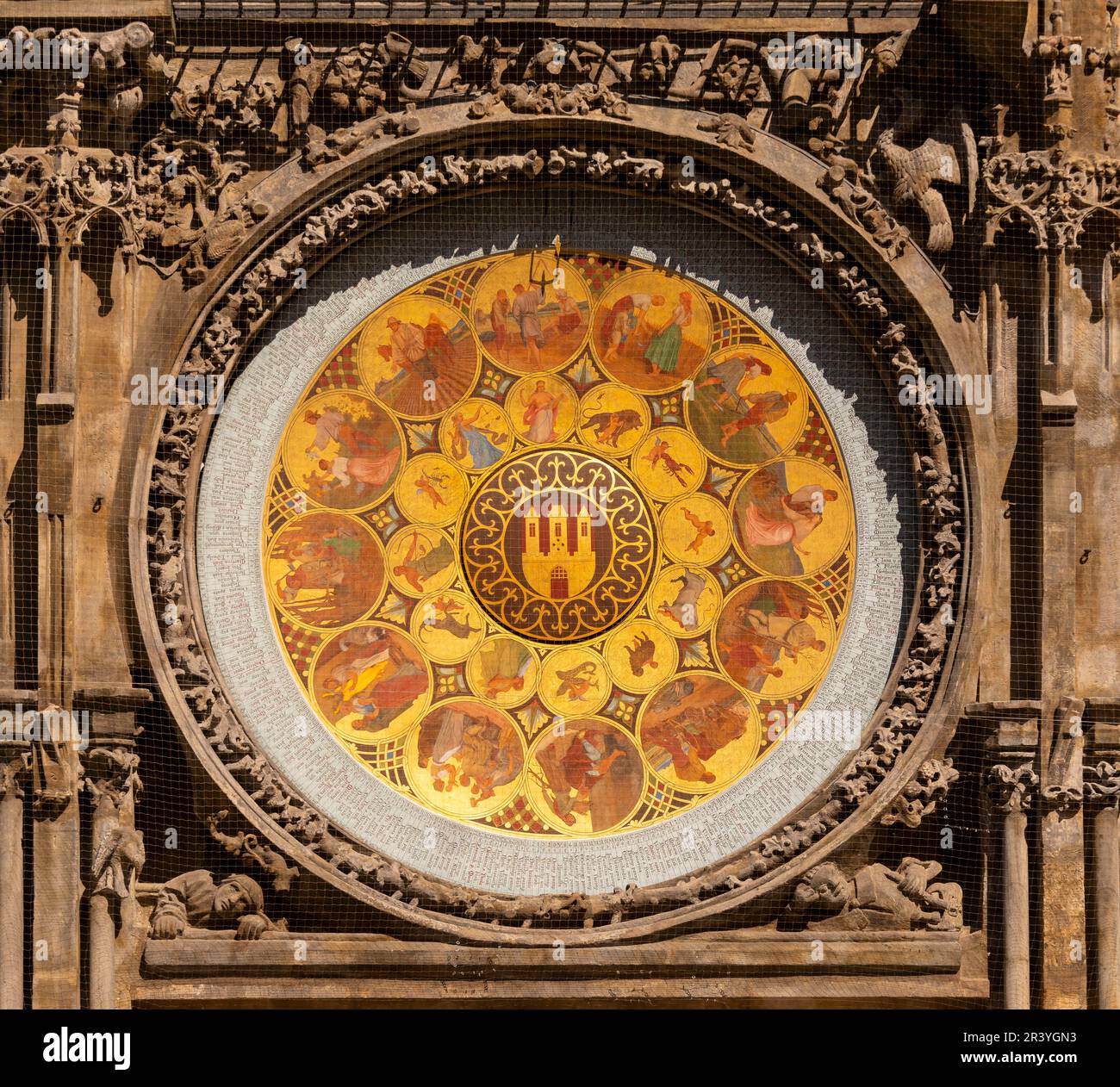 PRAGUE, CZECH REPUBLIC - Calendar dial, part of the Astronomical Clock ...