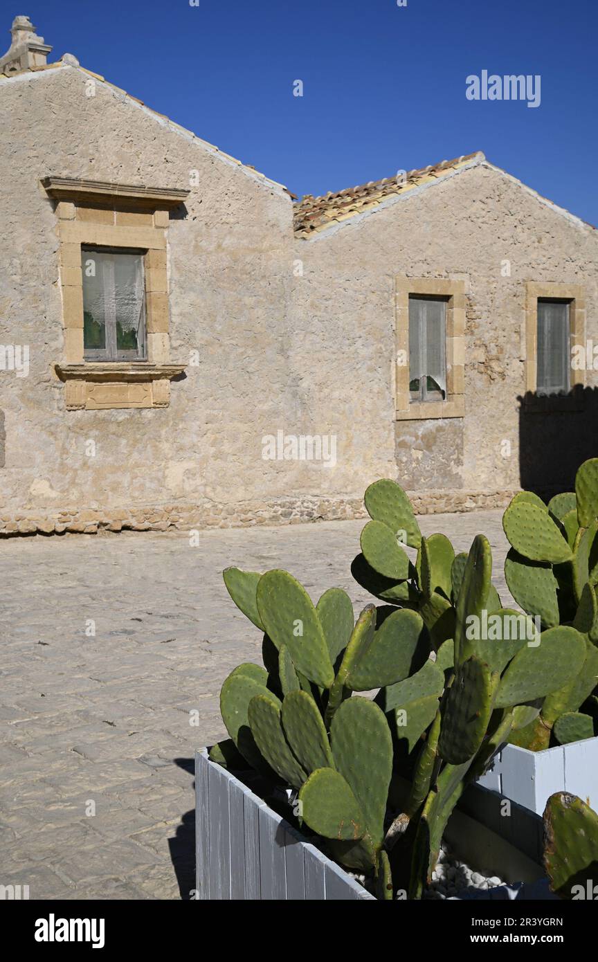 Old traditional rural buildings in the fishing village of Marzamemi in ...