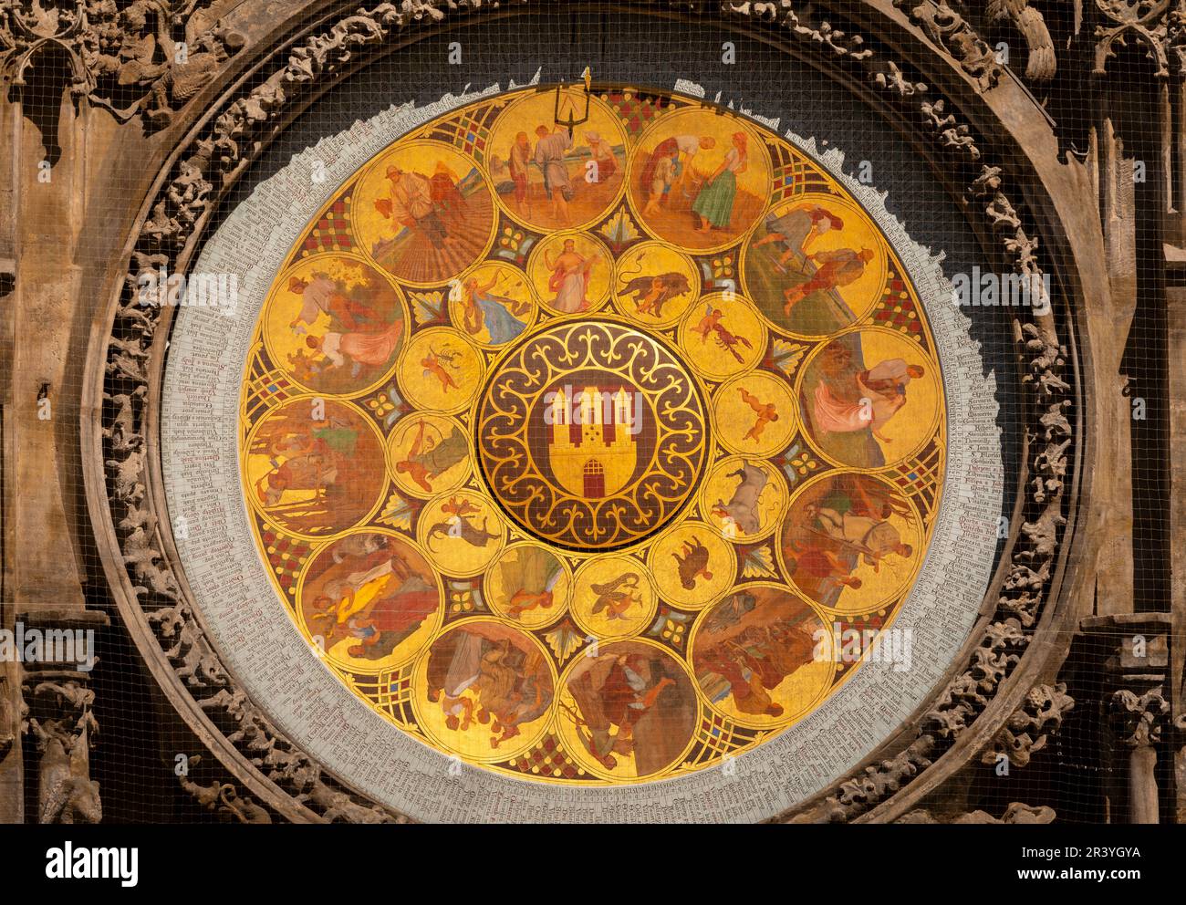 PRAGUE, CZECH REPUBLIC - Calendar dial, part of the Astronomical Clock ...