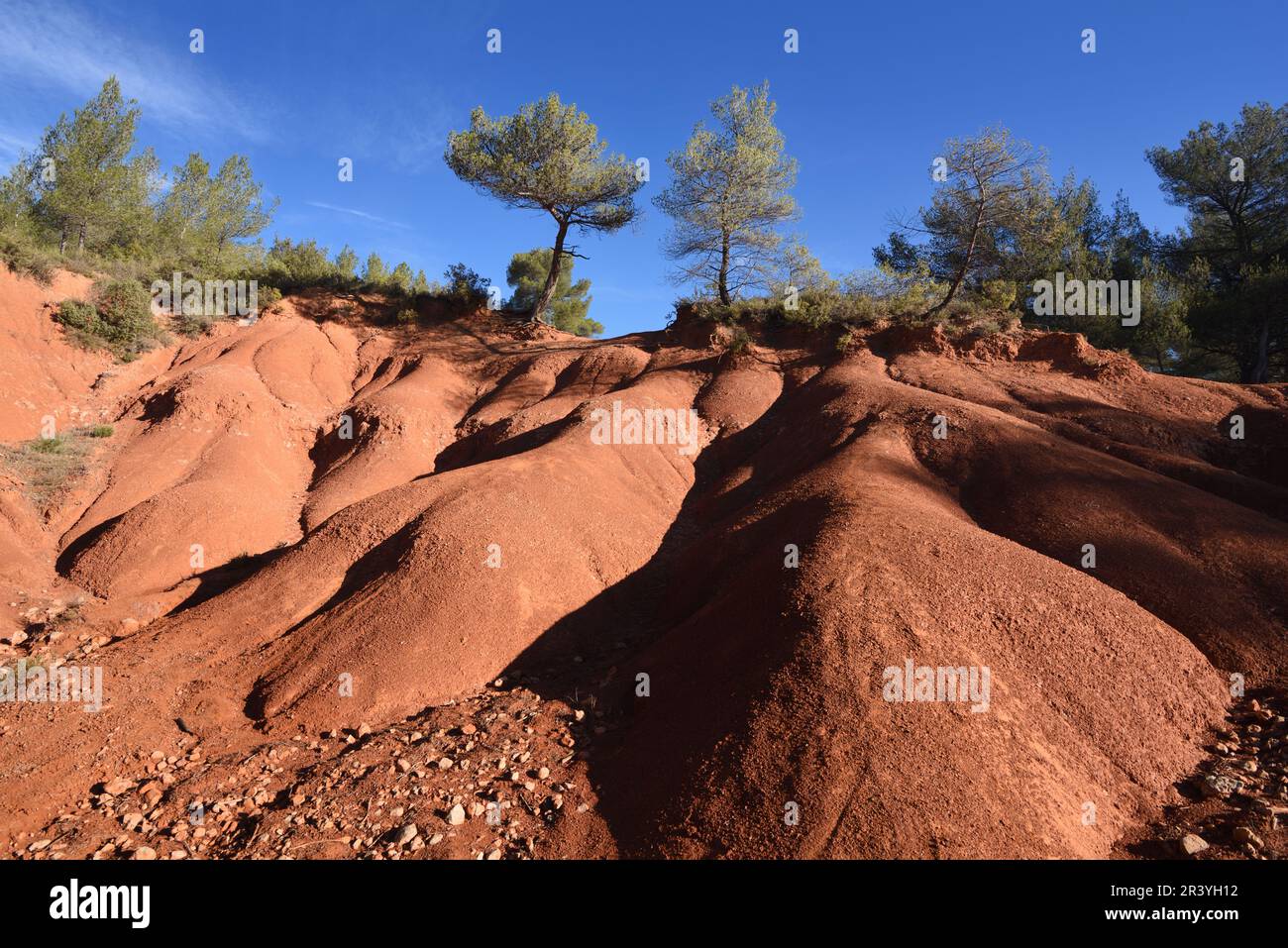 Landscape of Rippled Ochre Clay Formations in the Canyon des Terres ...