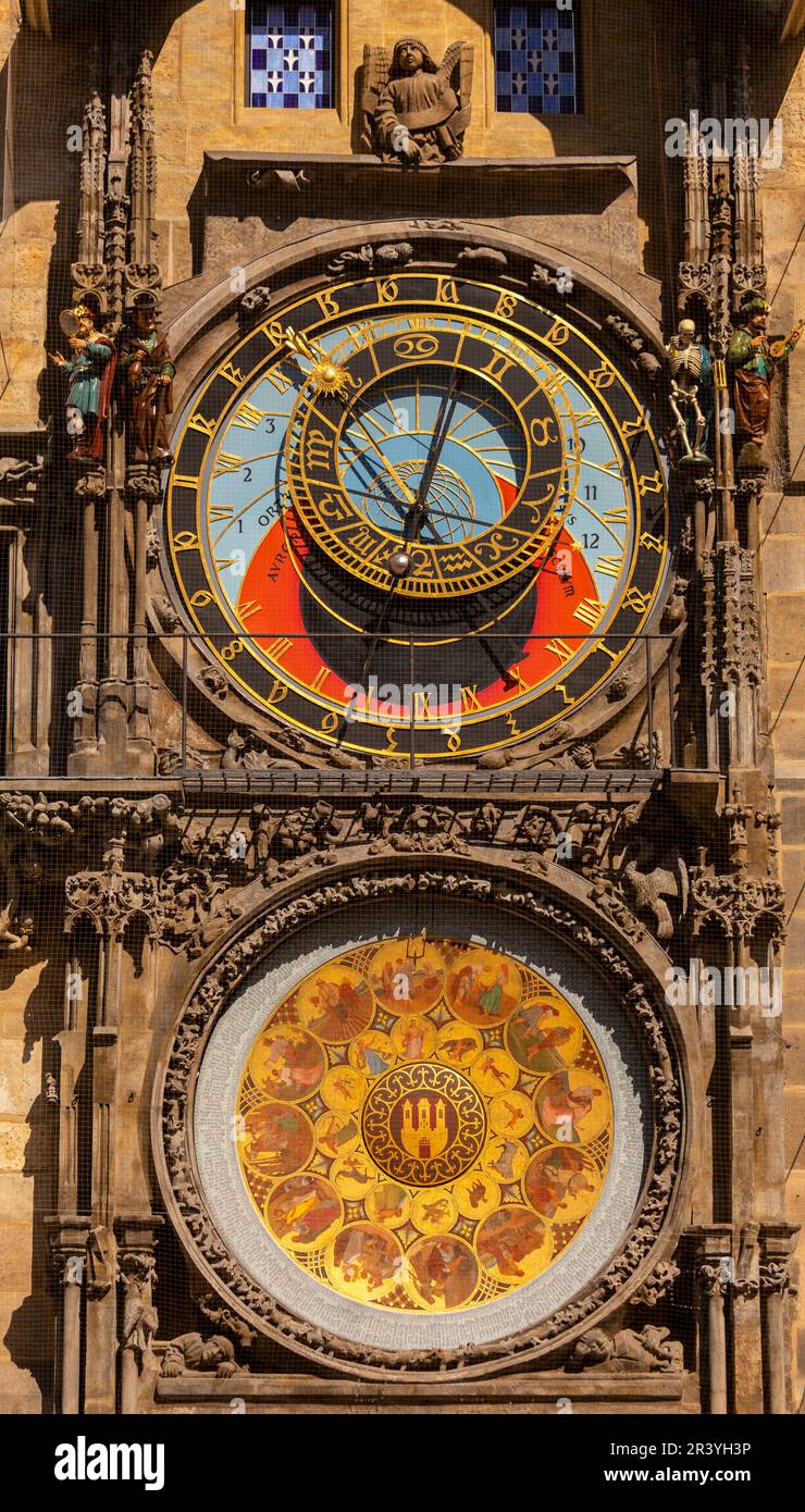 PRAGUE, CZECH REPUBLIC - Astronomical Clock at Old Town Hall. Horologe ...
