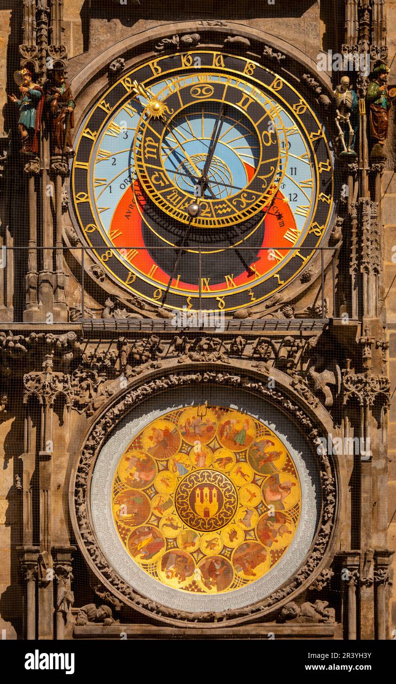 PRAGUE, CZECH REPUBLIC - Astronomical Clock at Old Town Hall. Horologe ...