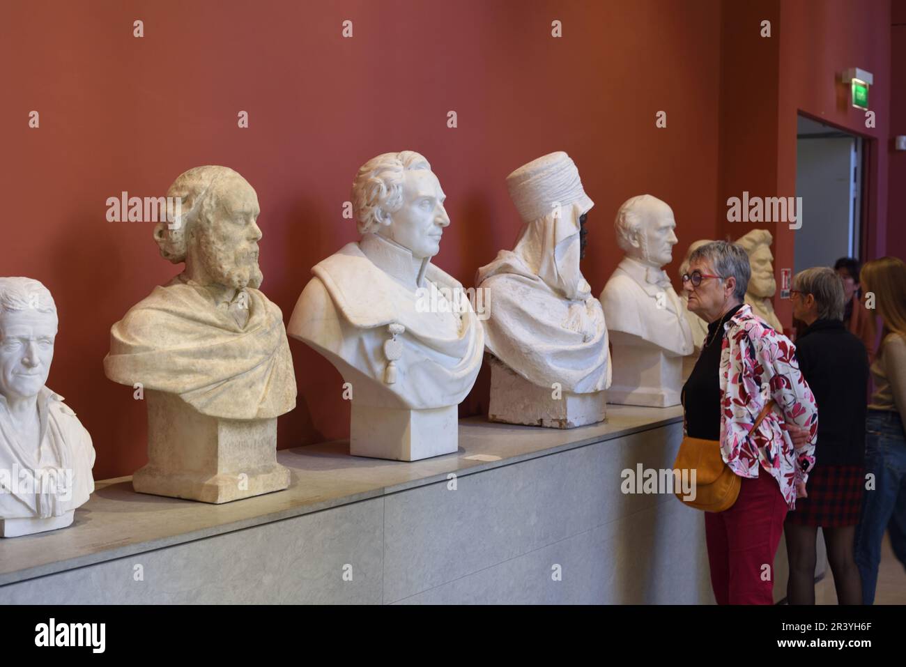 Tourists in the Gallery of Busts or Sculpture Gallery in Granet Museum ...