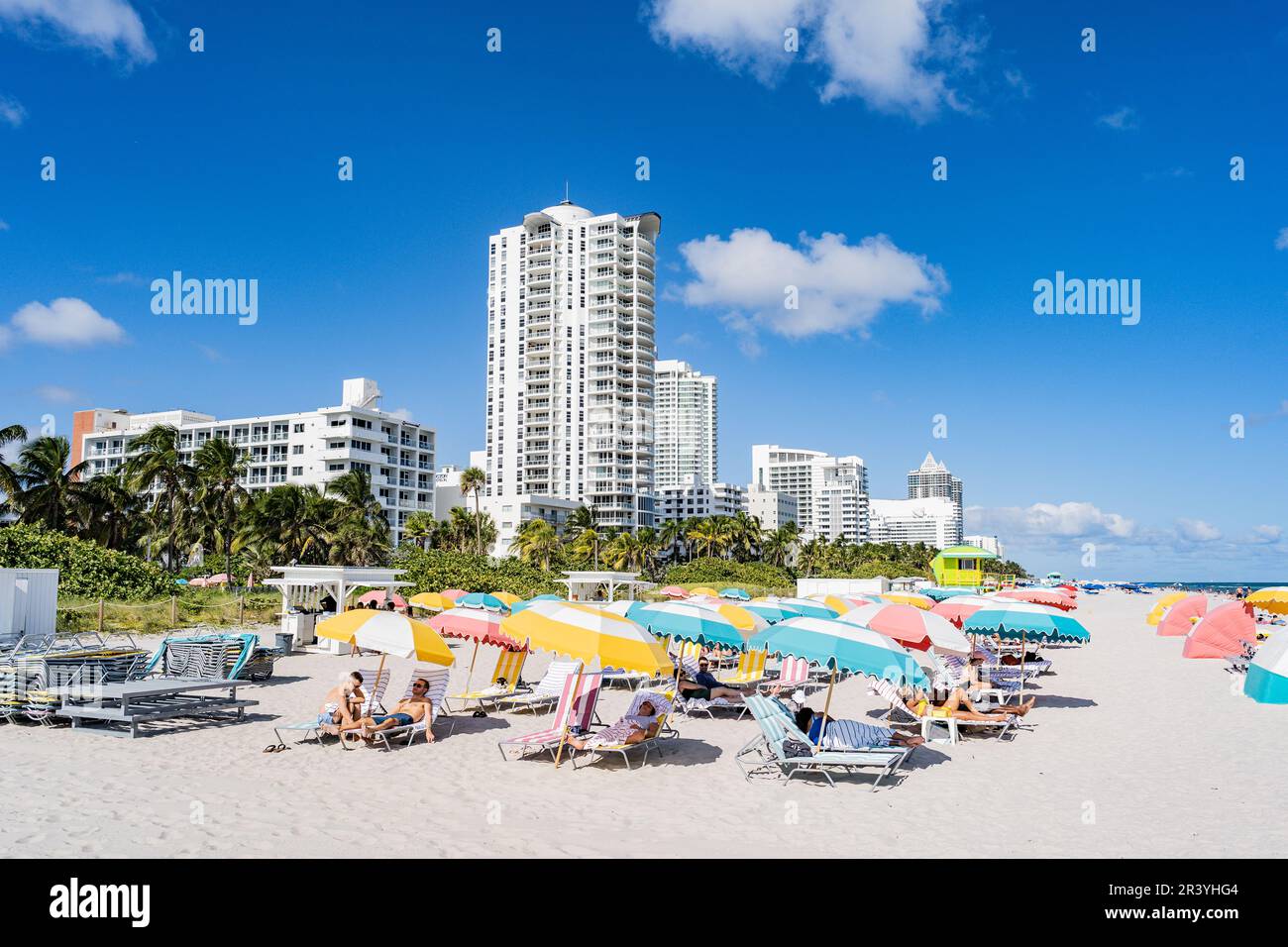 Miami Beach, USA - December 8, 2022. View of the toursist taking the ...
