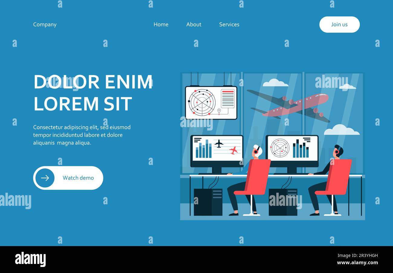 Operators controlling aircraft flat vector illustration Stock Vector Image & Art - Alamy