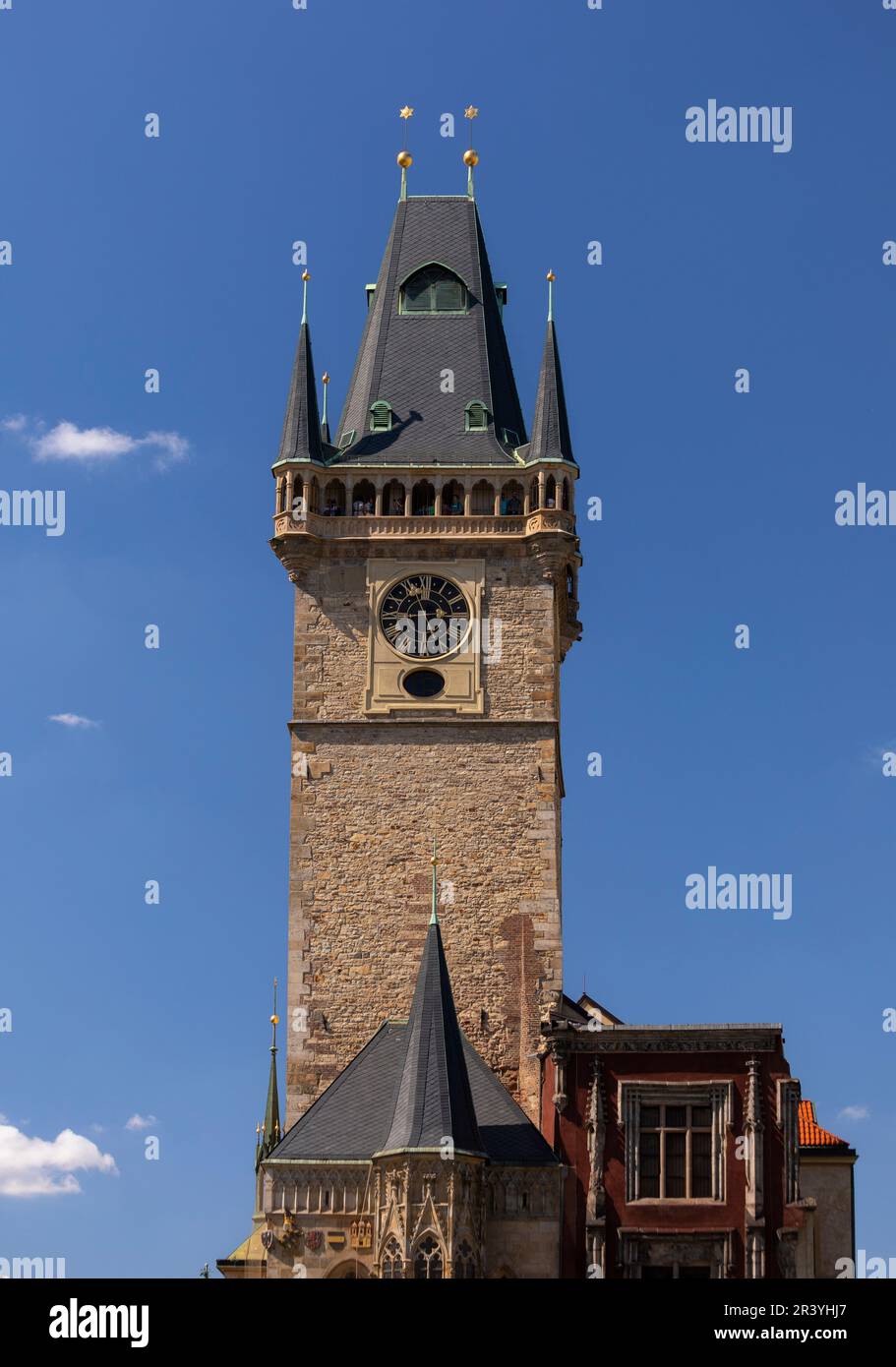 OLD TOWN SQUARE, PRAGUE, CZECH REPUBLIC, EUROPE -Top of Clock Tower in ...