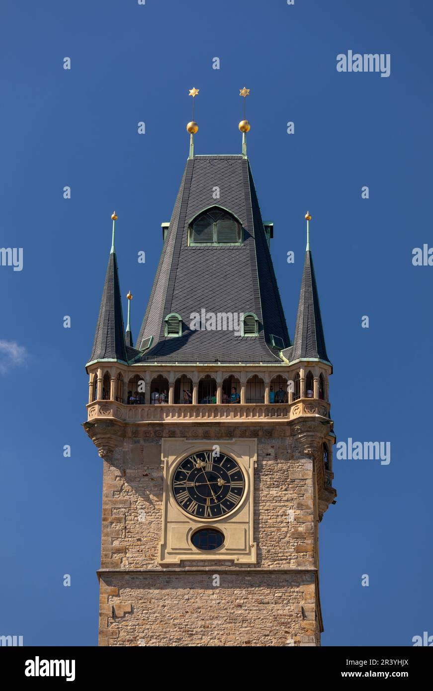 OLD TOWN SQUARE, PRAGUE, CZECH REPUBLIC, EUROPE -Top of Clock Tower in ...