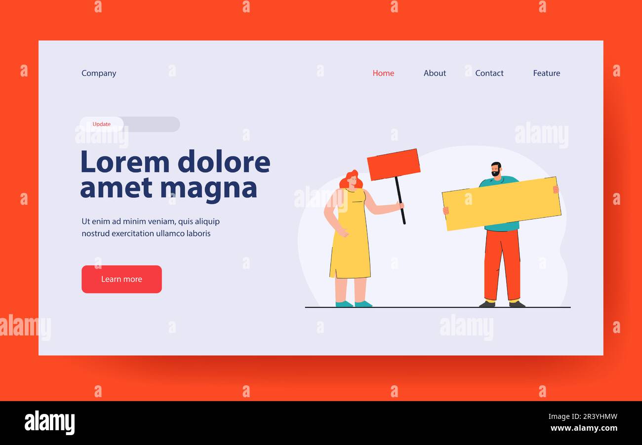 Cartoon man and woman holding banners Stock Vector Image & Art - Alamy