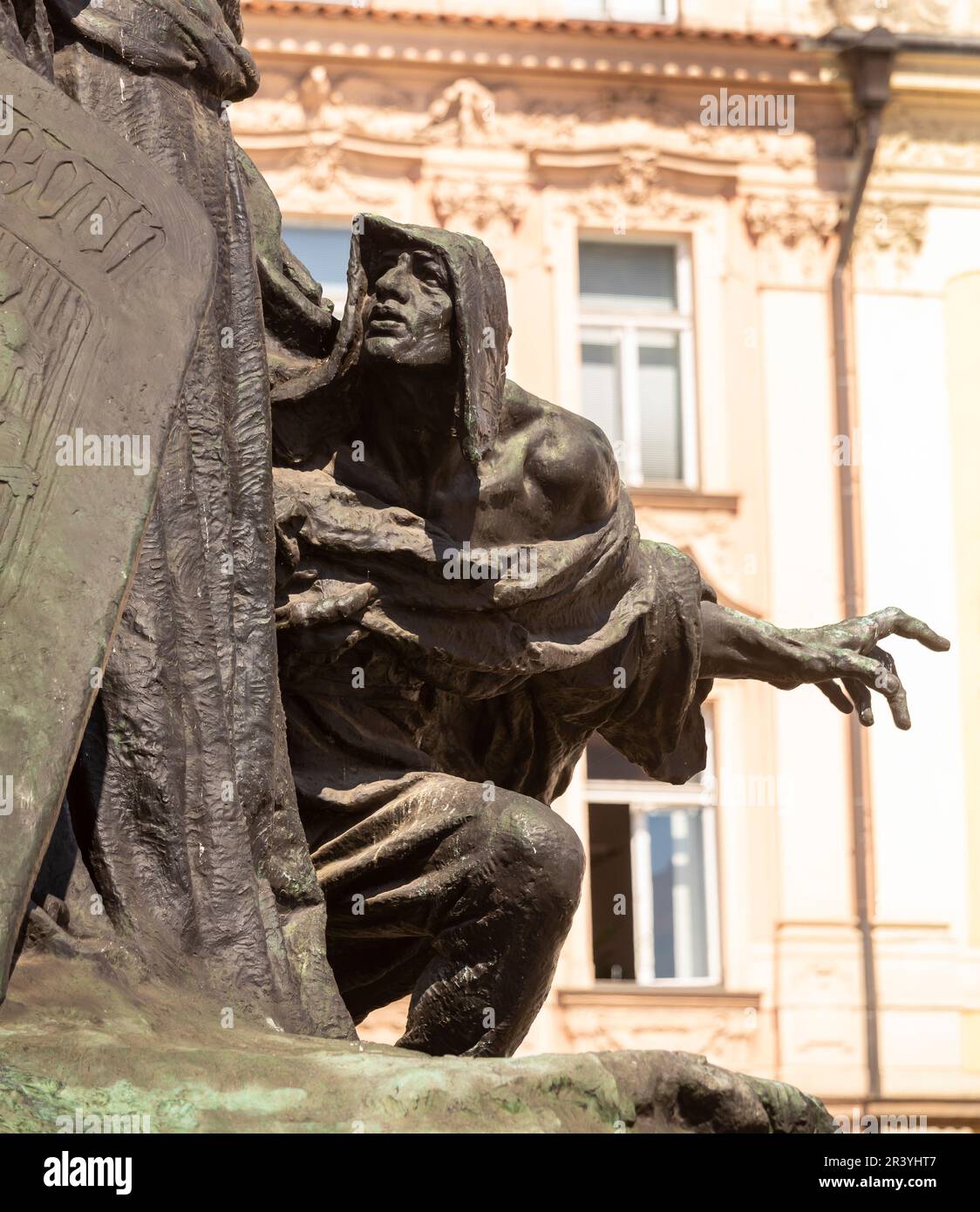 OLD TOWN SQUARE, PRAGUE, CZECH REPUBLIC, EUROPE - Detail of Jan Hus ...