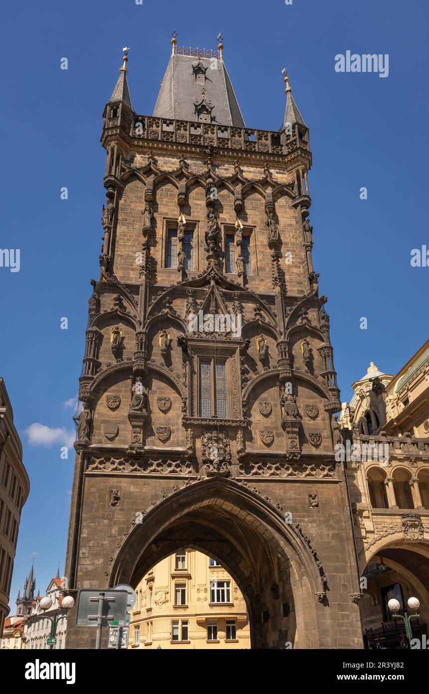 PRAGUE, CZECH REPUBLIC - Powder Tower, a gothic city gate tower in Old Town Stock Photo - Alamy