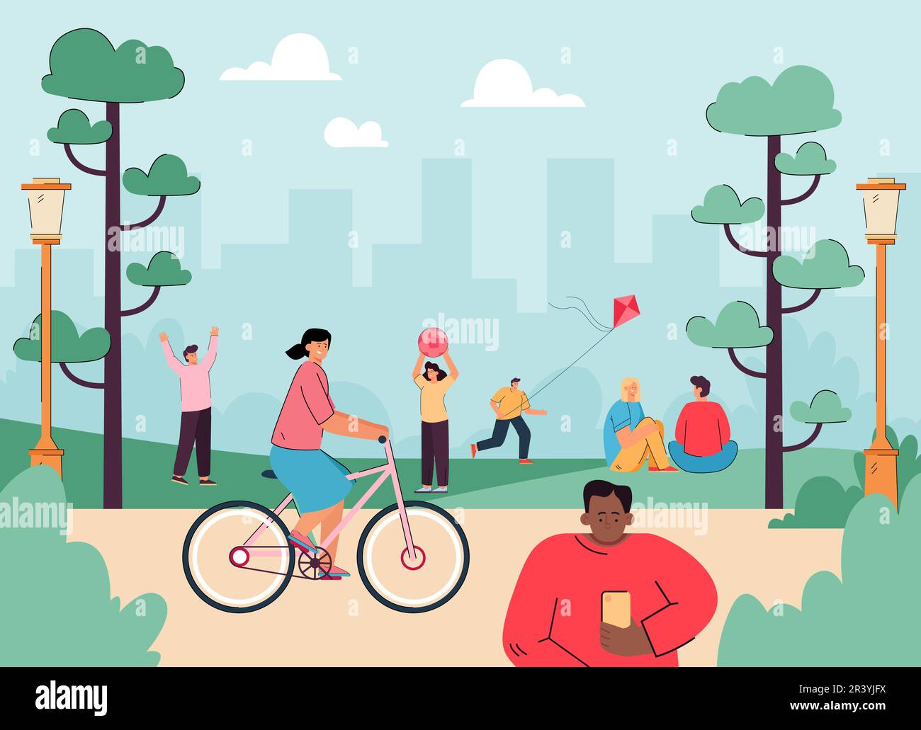 Cartoon kids having fun in park or playground Stock Vector Image & Art ...