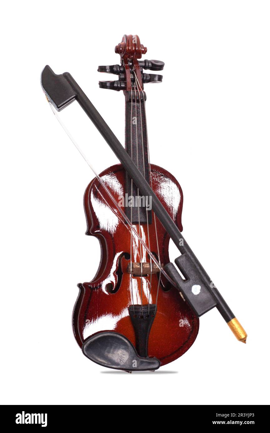 Violin with bow isolated on white background Stock Photo - Alamy