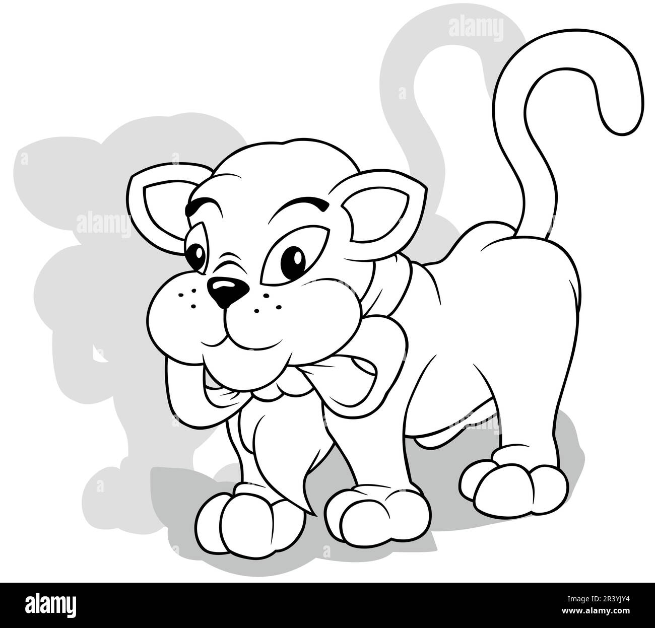 Drawing of Standing Kitty with a Bow Stock Vector Image & Art - Alamy