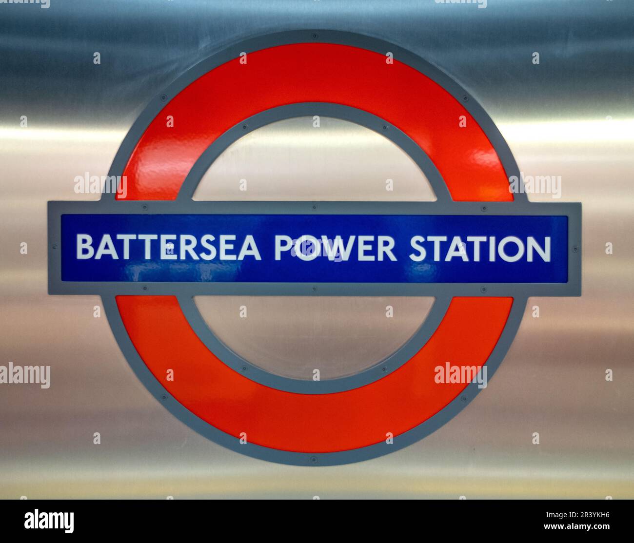 The iconic roundel logo for London Underground at Battersea Power ...