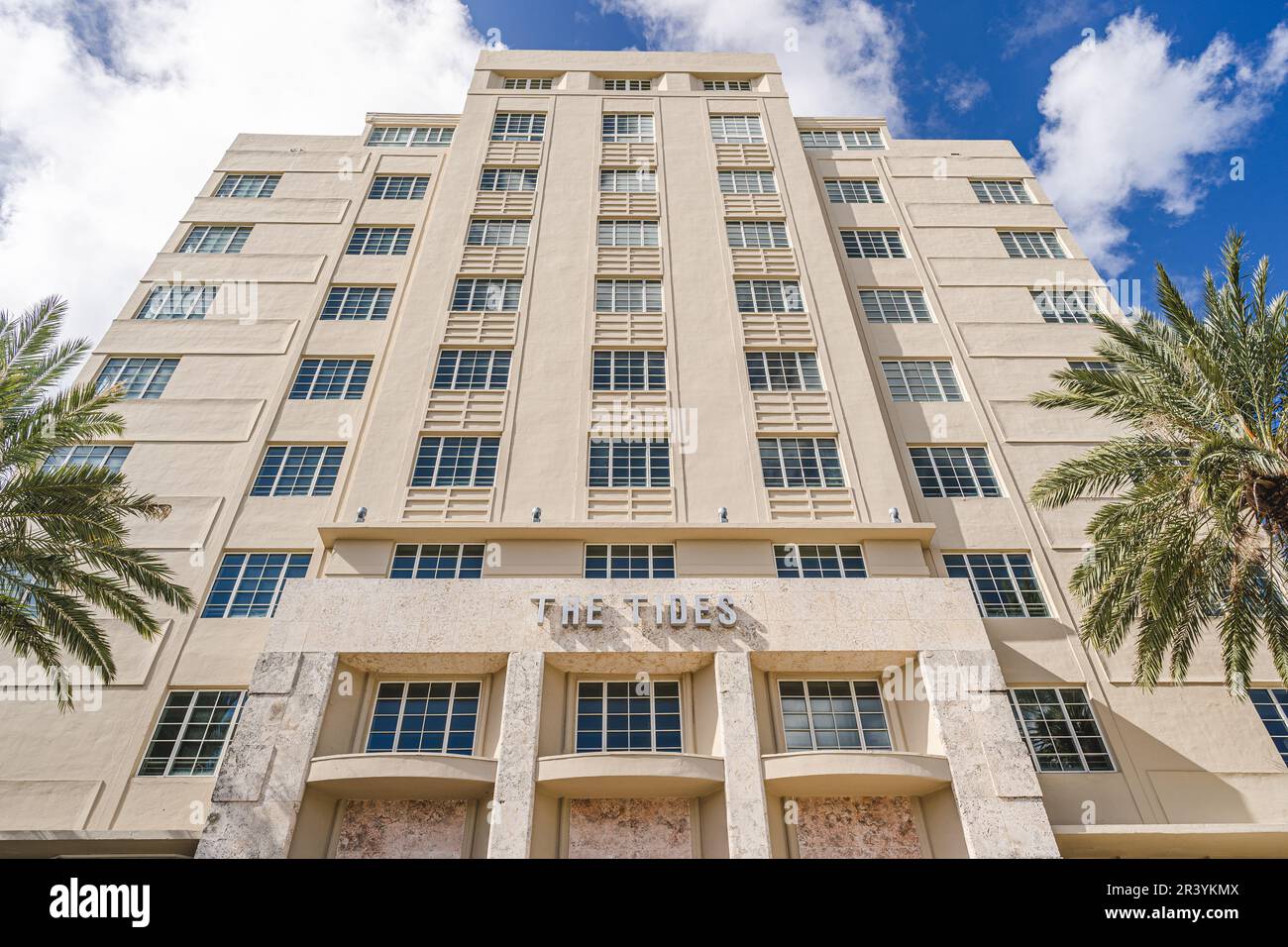 Miami, USA - December 7, 2022. View of the Tides hotel facade in Ocean ...