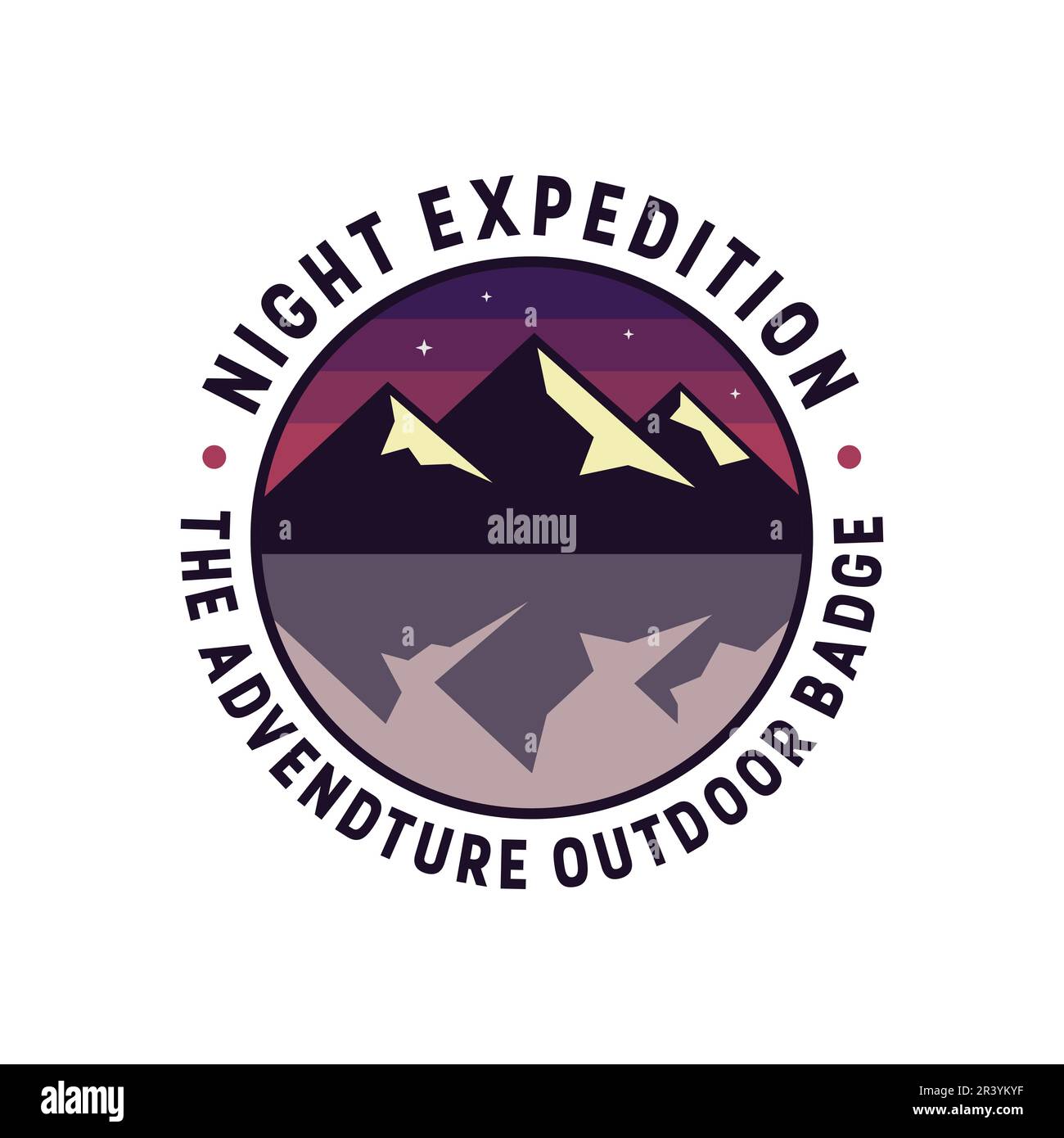 Modern adventure outdoor badge night expedition vector illustration ...