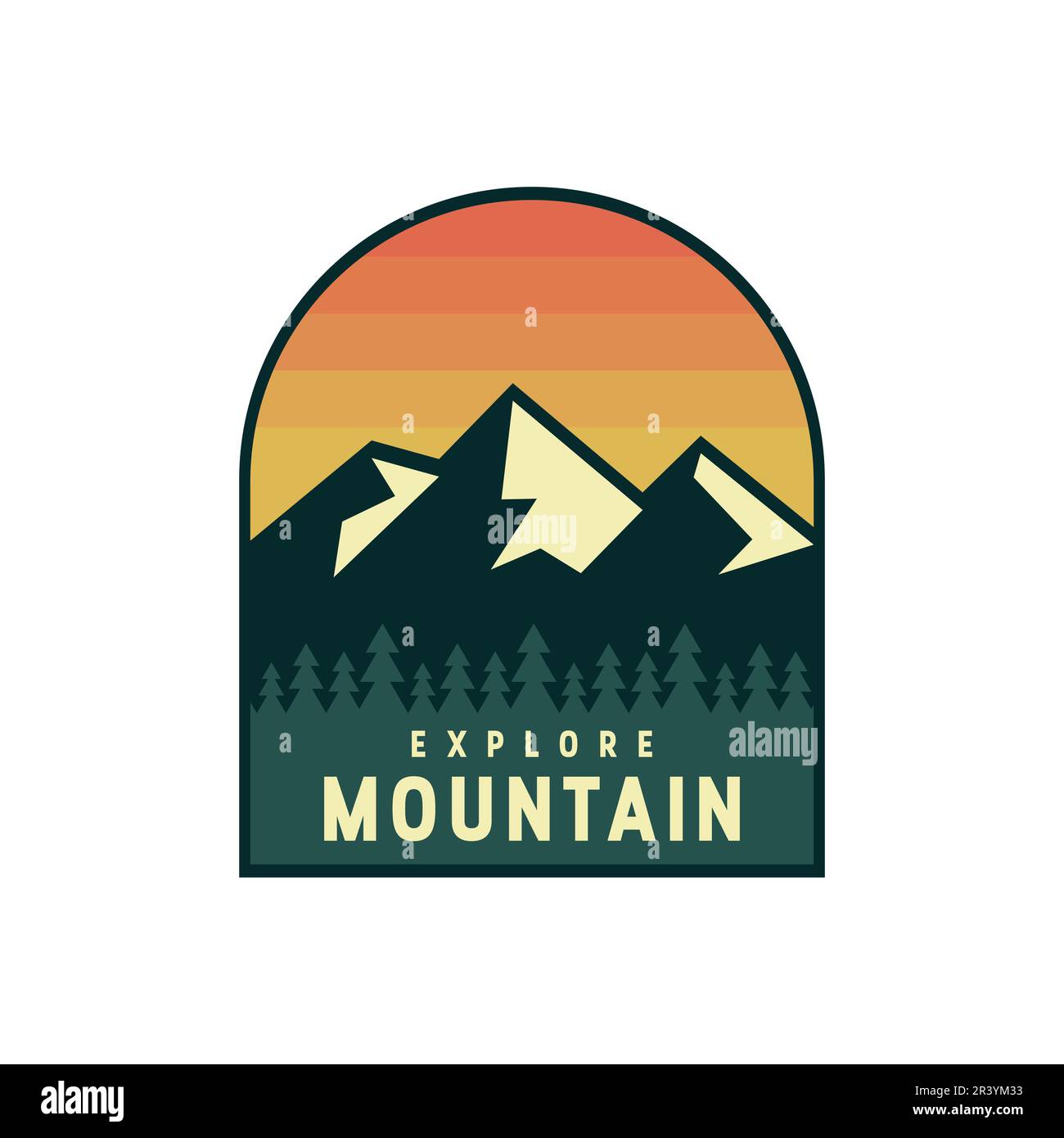 Creative playful retro explore mountain badge vector design ...