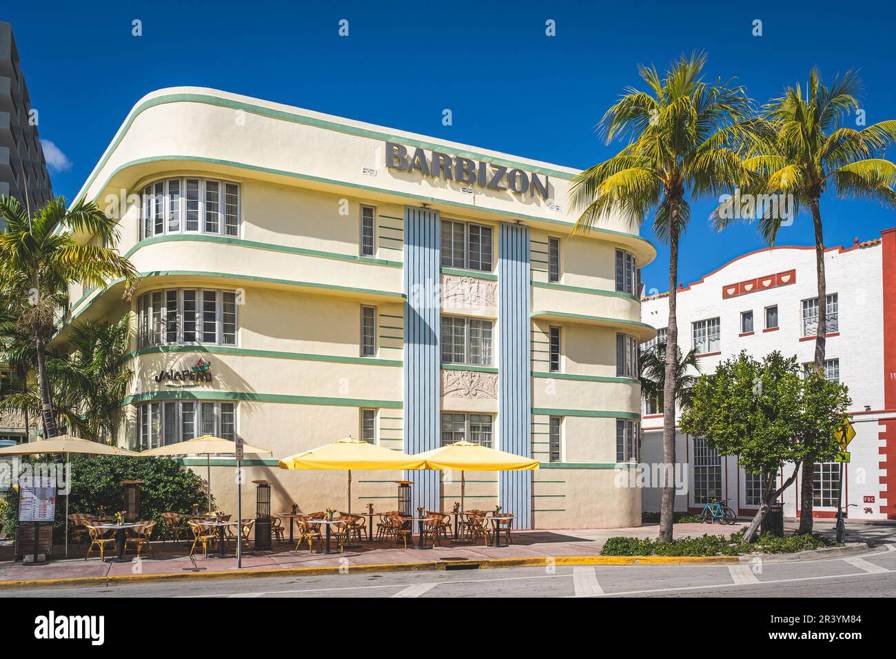 Miami, USA - December 7, 2022. Classic Art Deco facade of the Barbizon ...