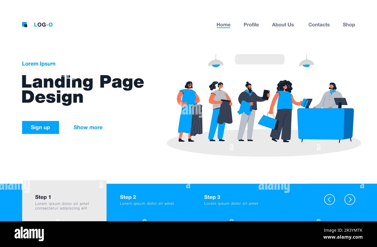 Cartoon people standing in queue flat vector illustration Stock Vector ...