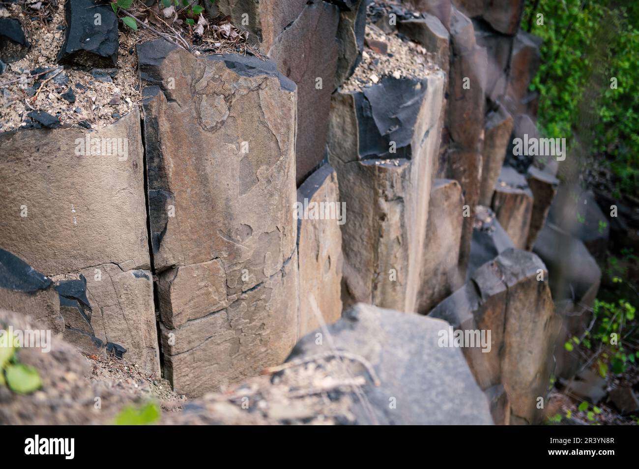 Basalt pillars in an abandoned quarry. Abandoned basalt quarry as a ...